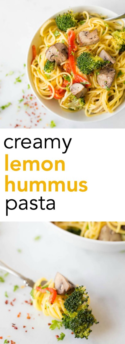 Creamy Lemon Hummus Pasta with Vegetables - Fooduzzi
