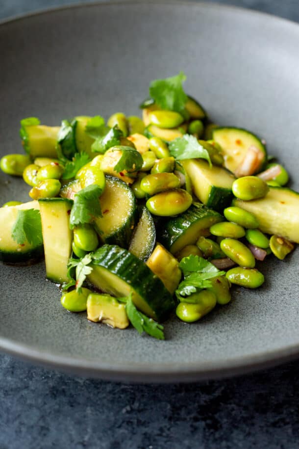 Quick & Easy Cucumber, Edamame, and Avocado Salad - Fooduzzi